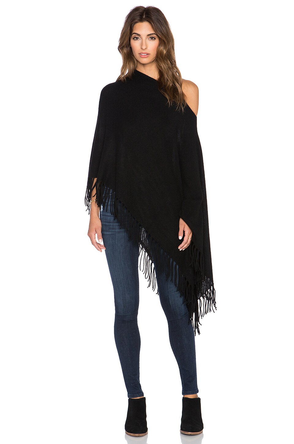 White & Warren Two Way Fringe Topper in Black | REVOLVE