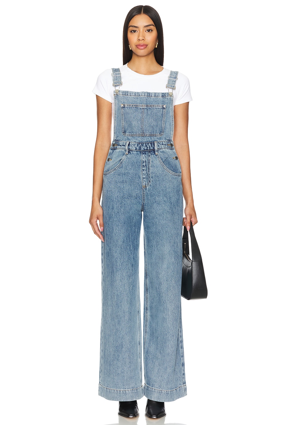 WeWoreWhat Wide Leg Denim Overall in Undone Wash | REVOLVE