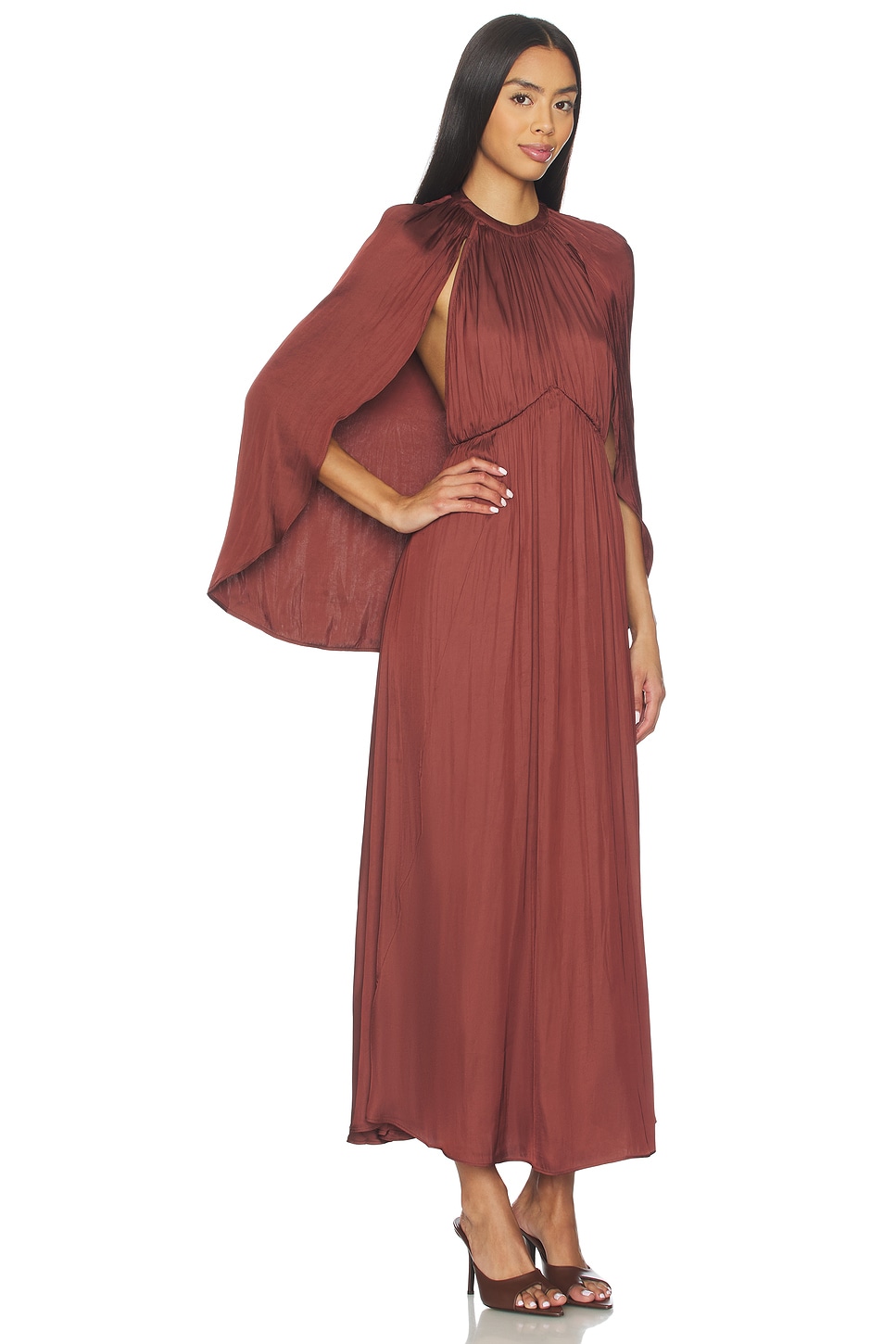 WeWoreWhat Halter Cape Midi Dress in Cherry | REVOLVE