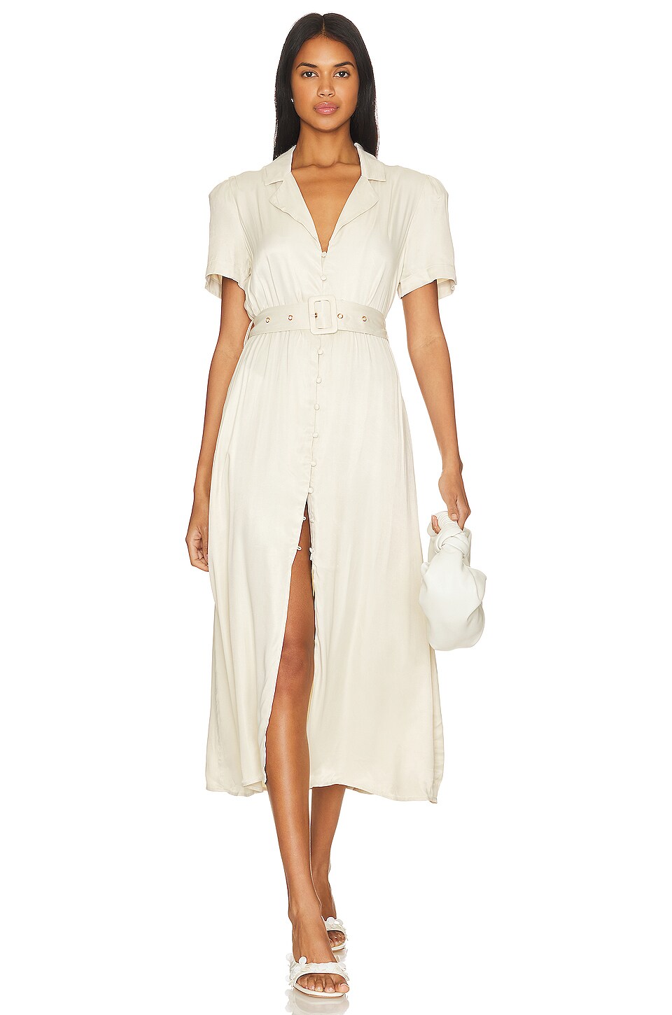 WeWoreWhat Camp Collar Shirt Dress in Creme Brulee | REVOLVE