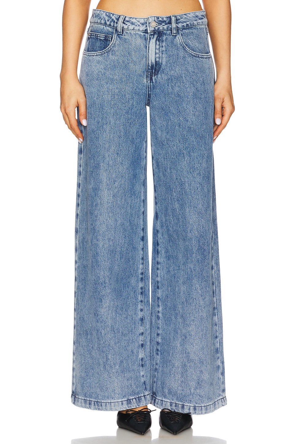 WeWoreWhat Relaxed Low Rise Baggy Jeans in Midi Wash | REVOLVE