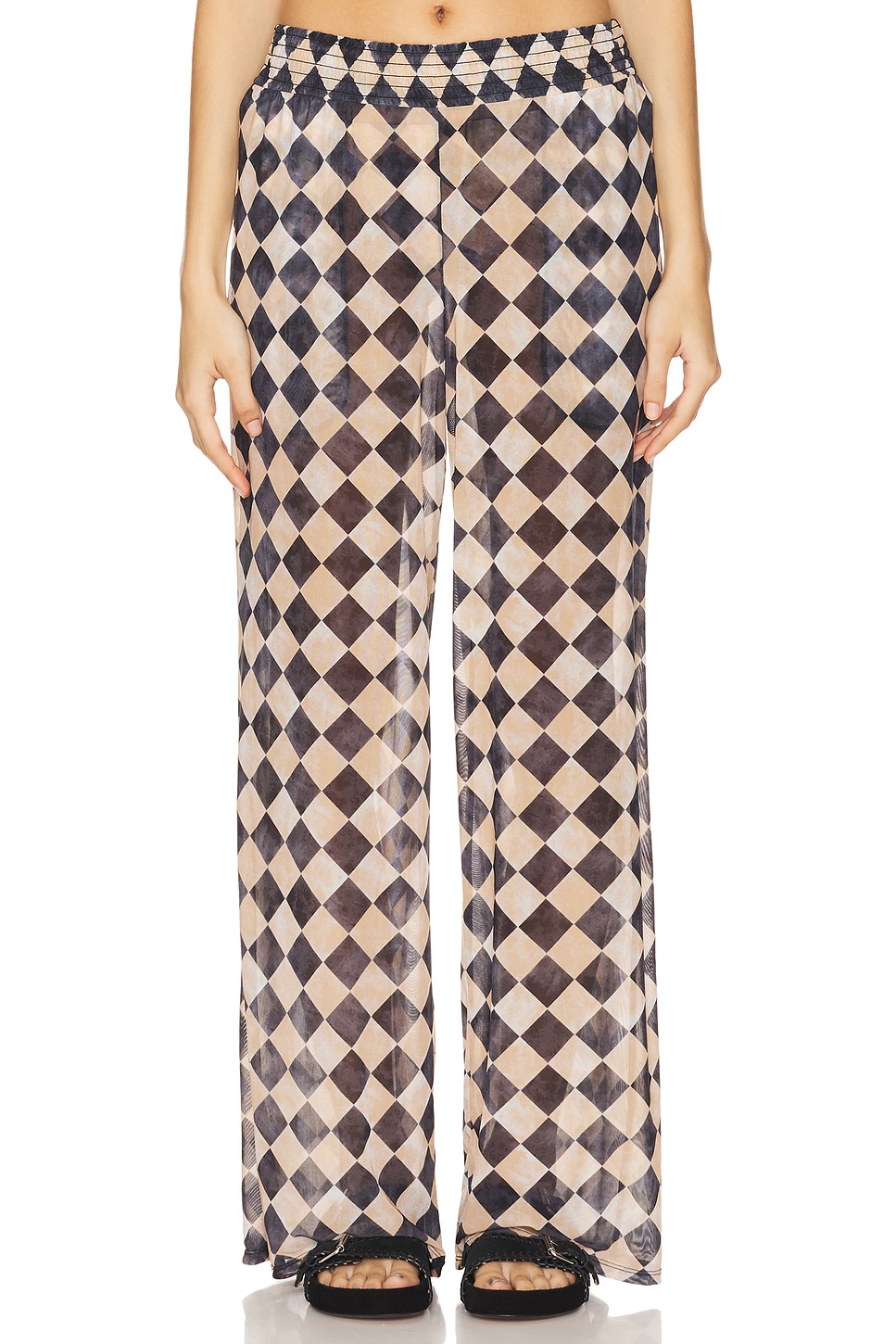 WeWoreWhat Smocked Pants in Pale Gold & Black | REVOLVE