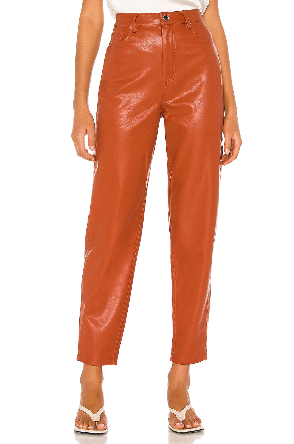 WeWoreWhat Dani Faux Leather Boyfriend Pant in Cognac | REVOLVE