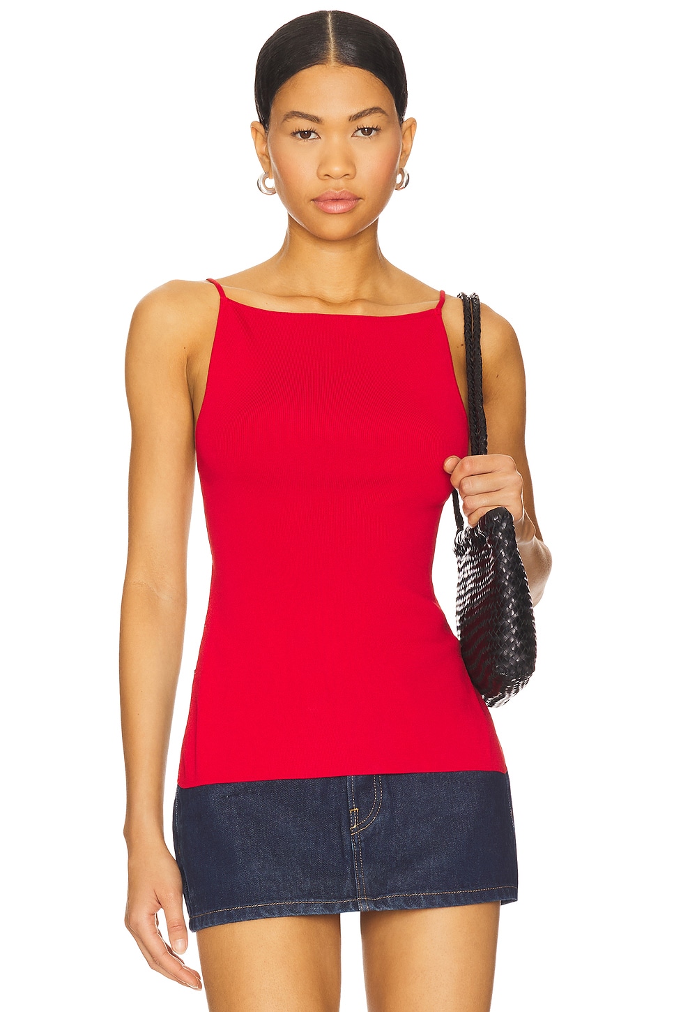 WeWoreWhat High Straight Neck Top in Vibrant Red | REVOLVE