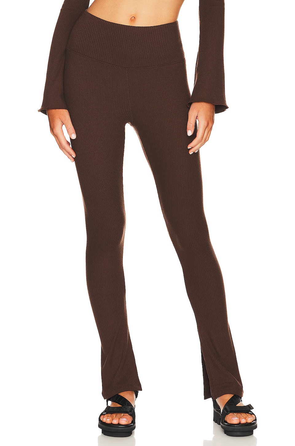 YEAR OF OURS Lounge Flare Pant in Dark Oak | REVOLVE