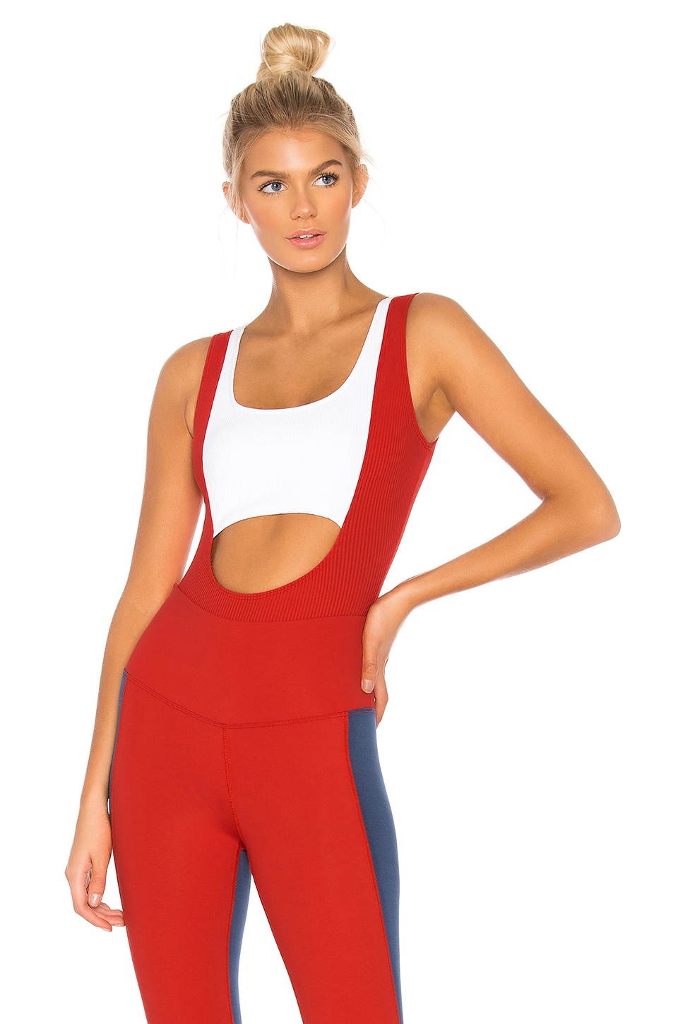 YEAR OF OURS Two Tone Body Suit in Red & White | REVOLVE