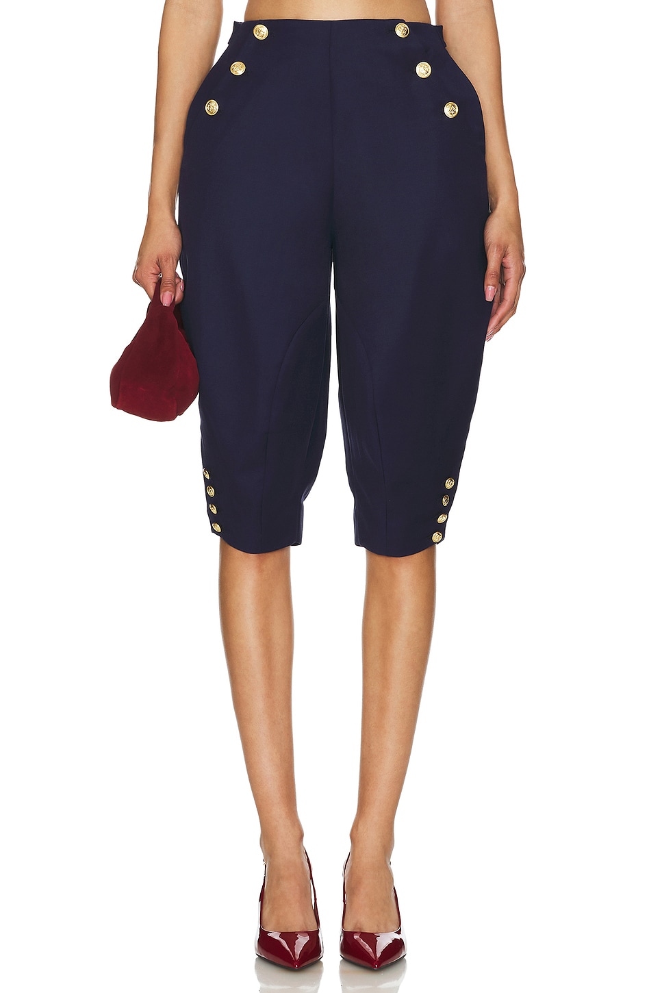 Yuhan Wang Sailor Shorts in Navy | REVOLVE