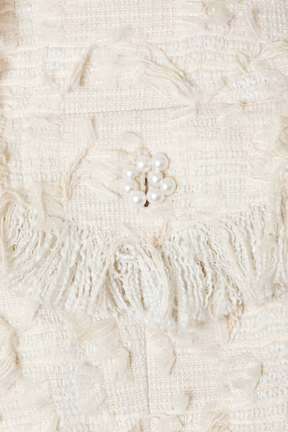 Yuhan Wang Frayed Tweed Jacket in White | REVOLVE