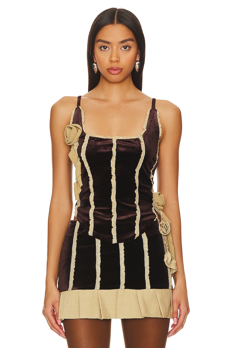 Zemeta Rose Drop Corset in Black & Gold | REVOLVE