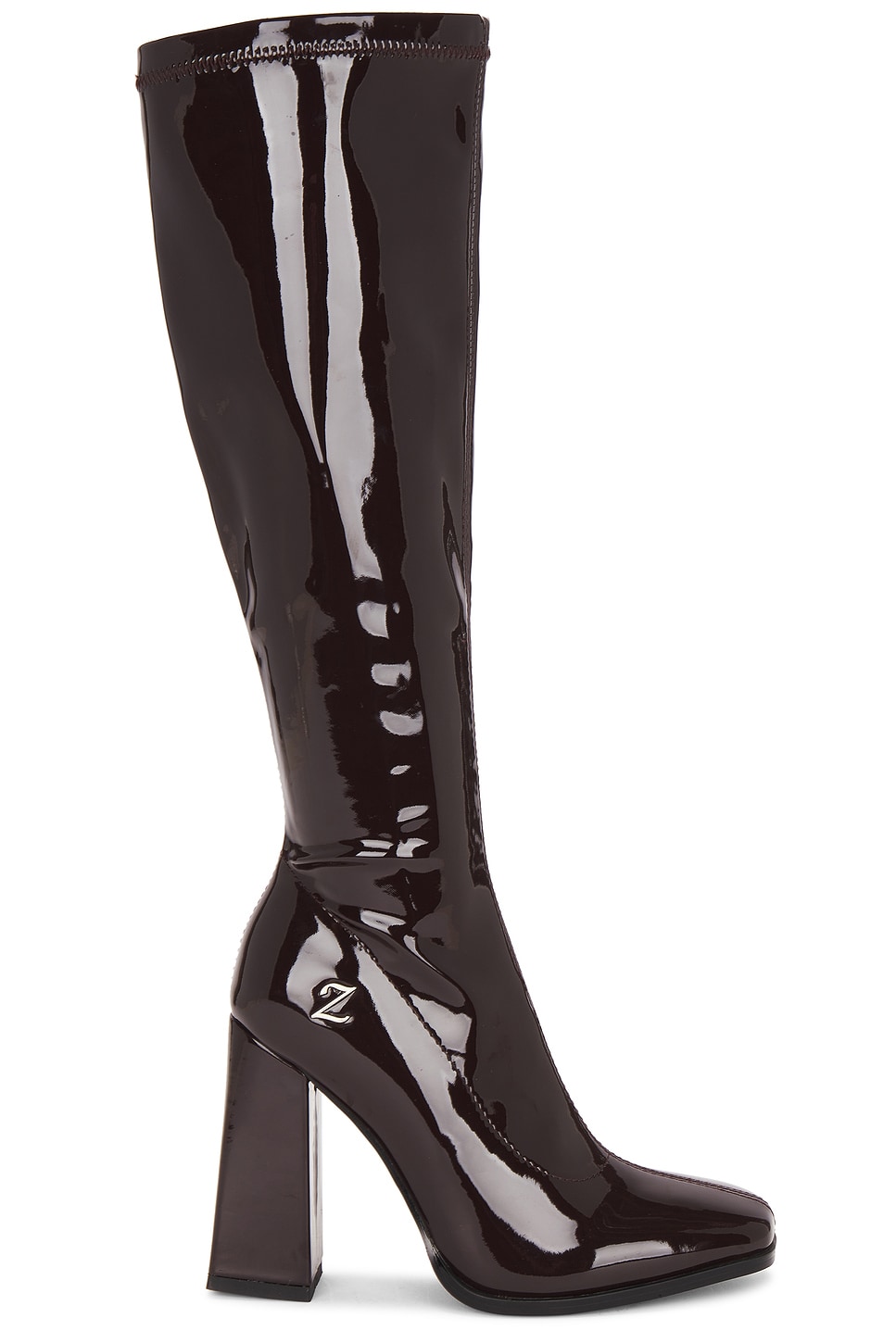 Zemeta Glossy Choco Long Boots in Dark Brown | REVOLVE