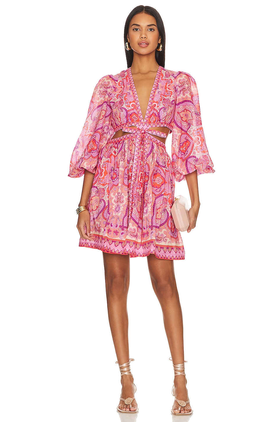 Zimmermann Halcyon Mini Dress in Pink & Purple Paisley | REVOLVE