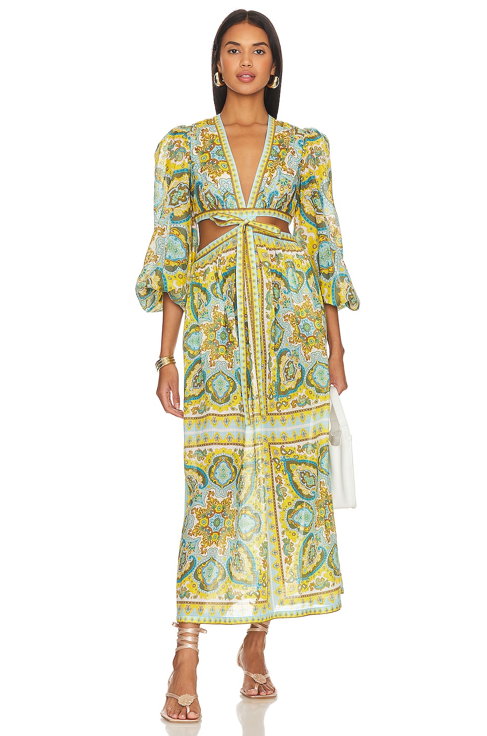 Zimmermann Halcyon Midi Dress in Blue Yellow Paisley | REVOLVE