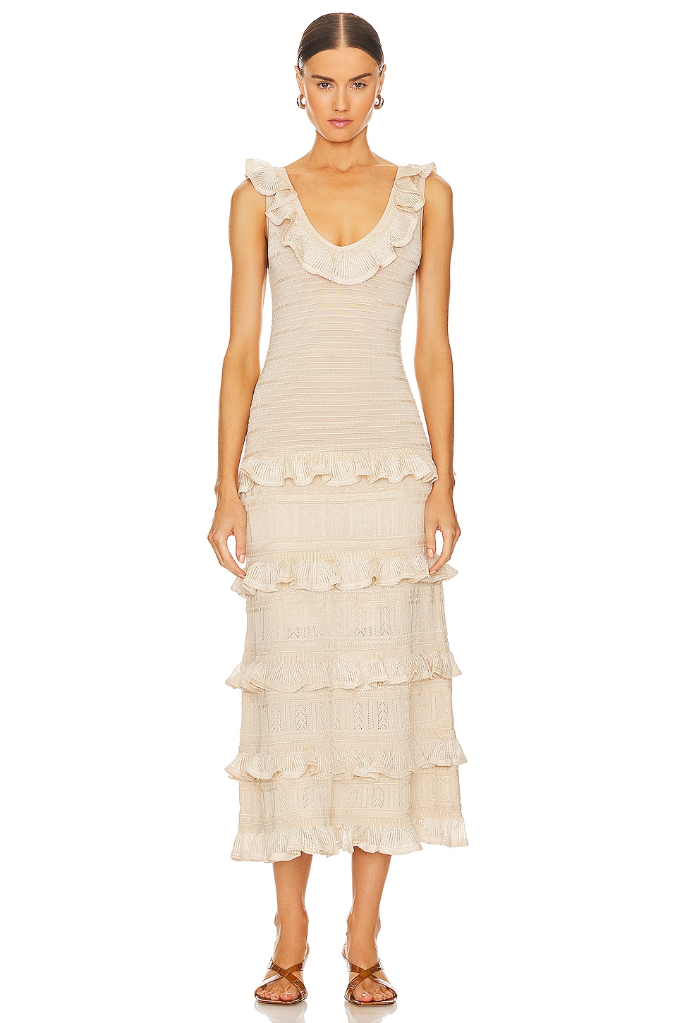 Zimmermann Ruffle Tank Dress in Champagne | REVOLVE
