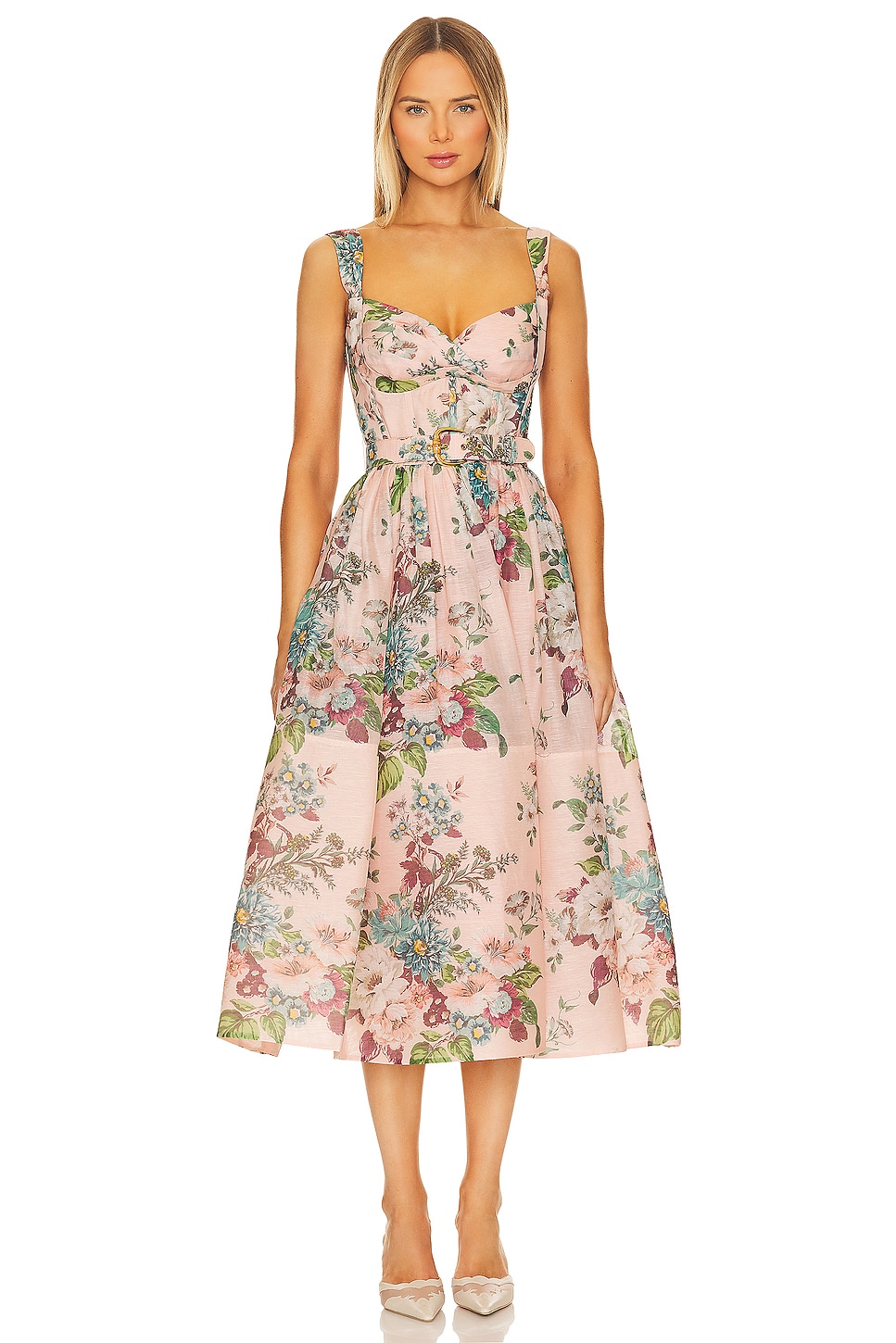 Zimmermann Matchmaker Midi Dress in Pink Barkcloth | REVOLVE