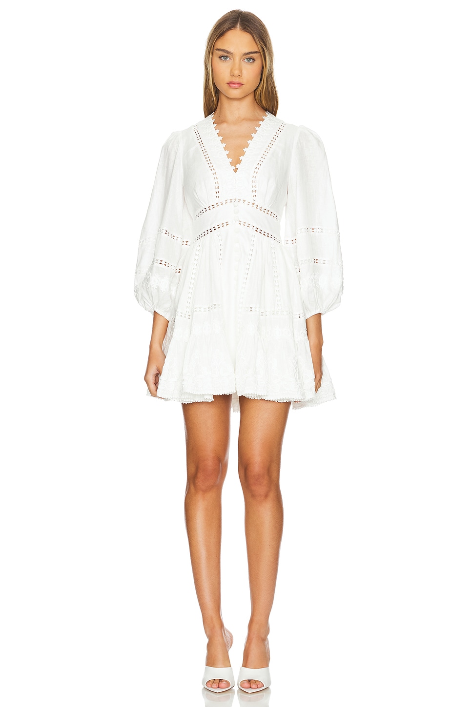 Zimmermann Pop Trimmed Mini Dress in Ivory | REVOLVE