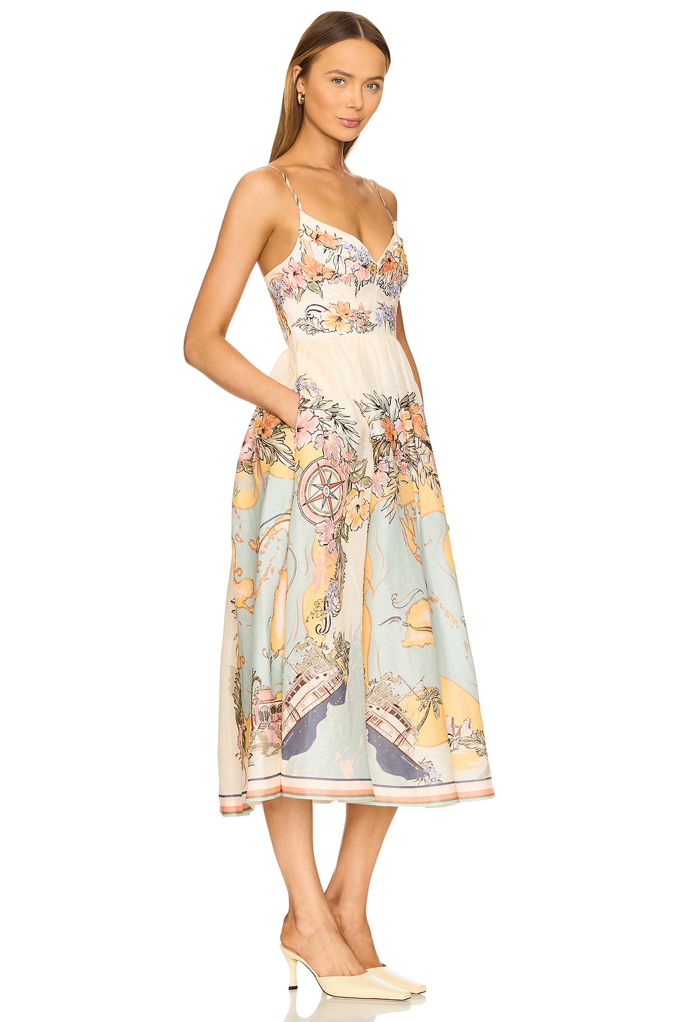 Zimmermann Tallow Tucked Bodice Dress in Nautical Map | REVOLVE