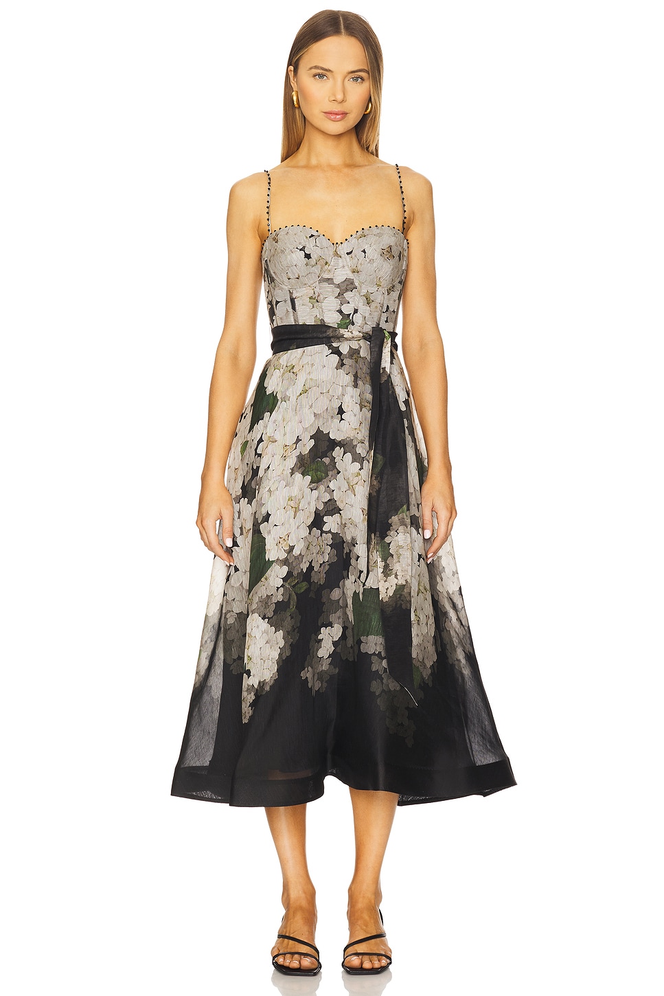 Zimmermann ROBE BALANCE PICNIC en Black Hydrangea | REVOLVE
