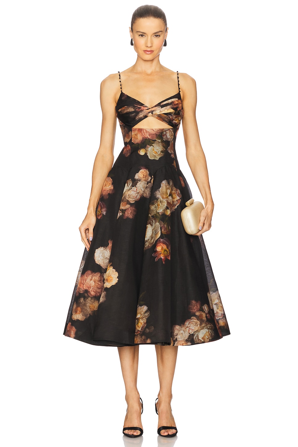 Zimmermann Twist Front Midi Dress in Russet Floral | REVOLVE