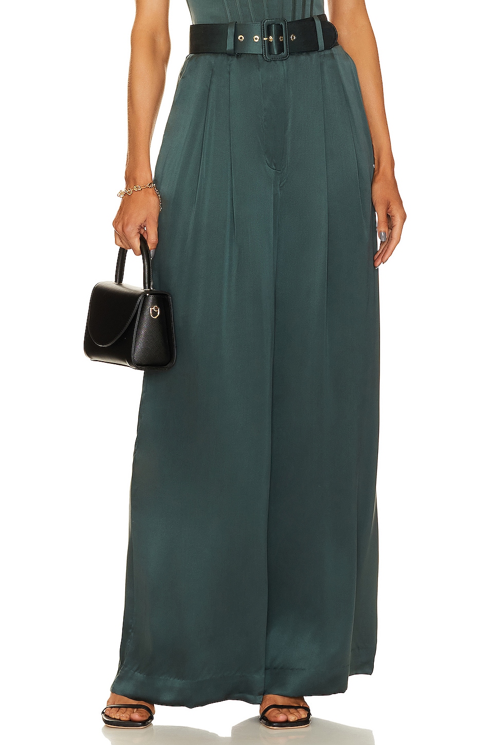 Zimmermann Silk Tuck Pant in Dark Green | REVOLVE