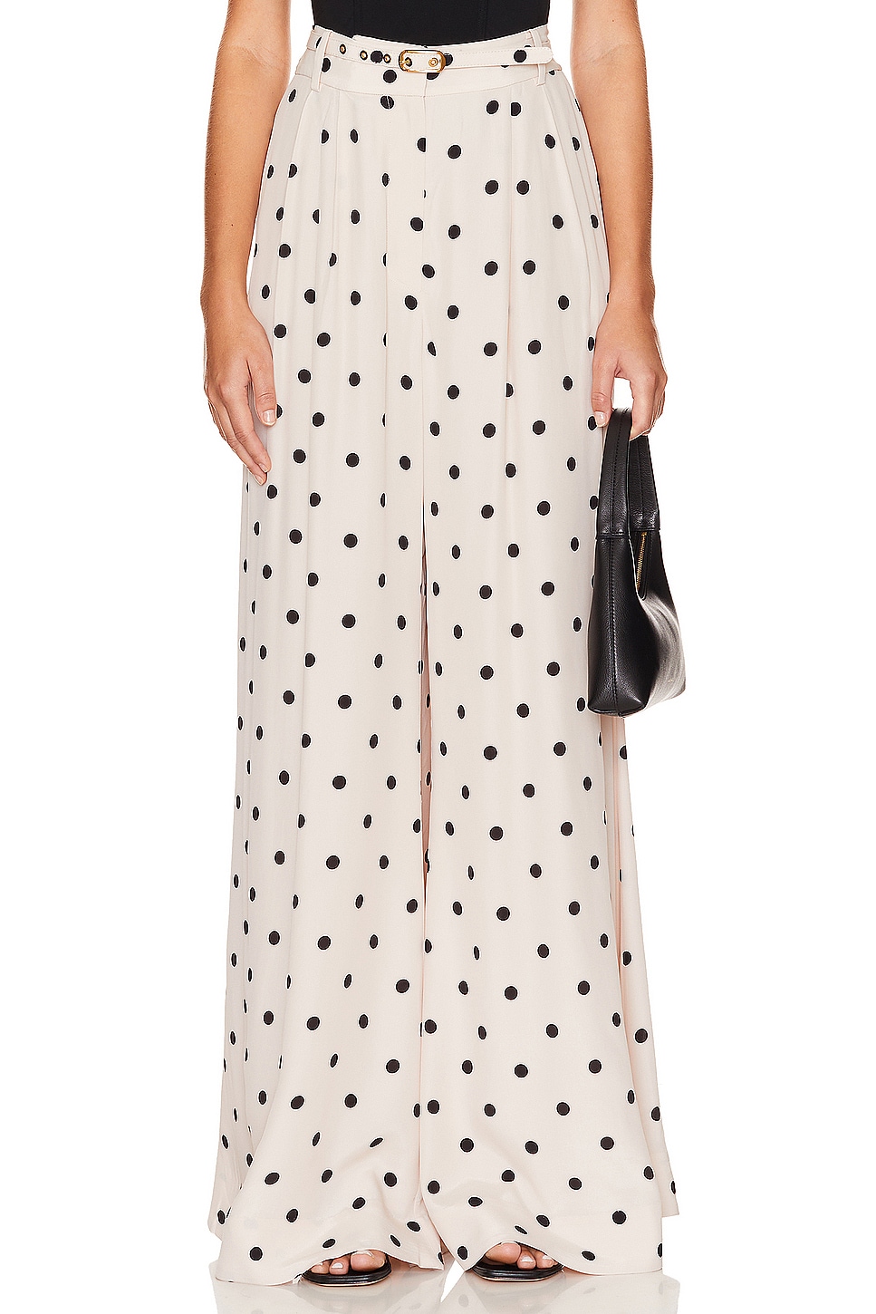 Zimmermann Double Tuck Pant in Buff With Black Dot | REVOLVE