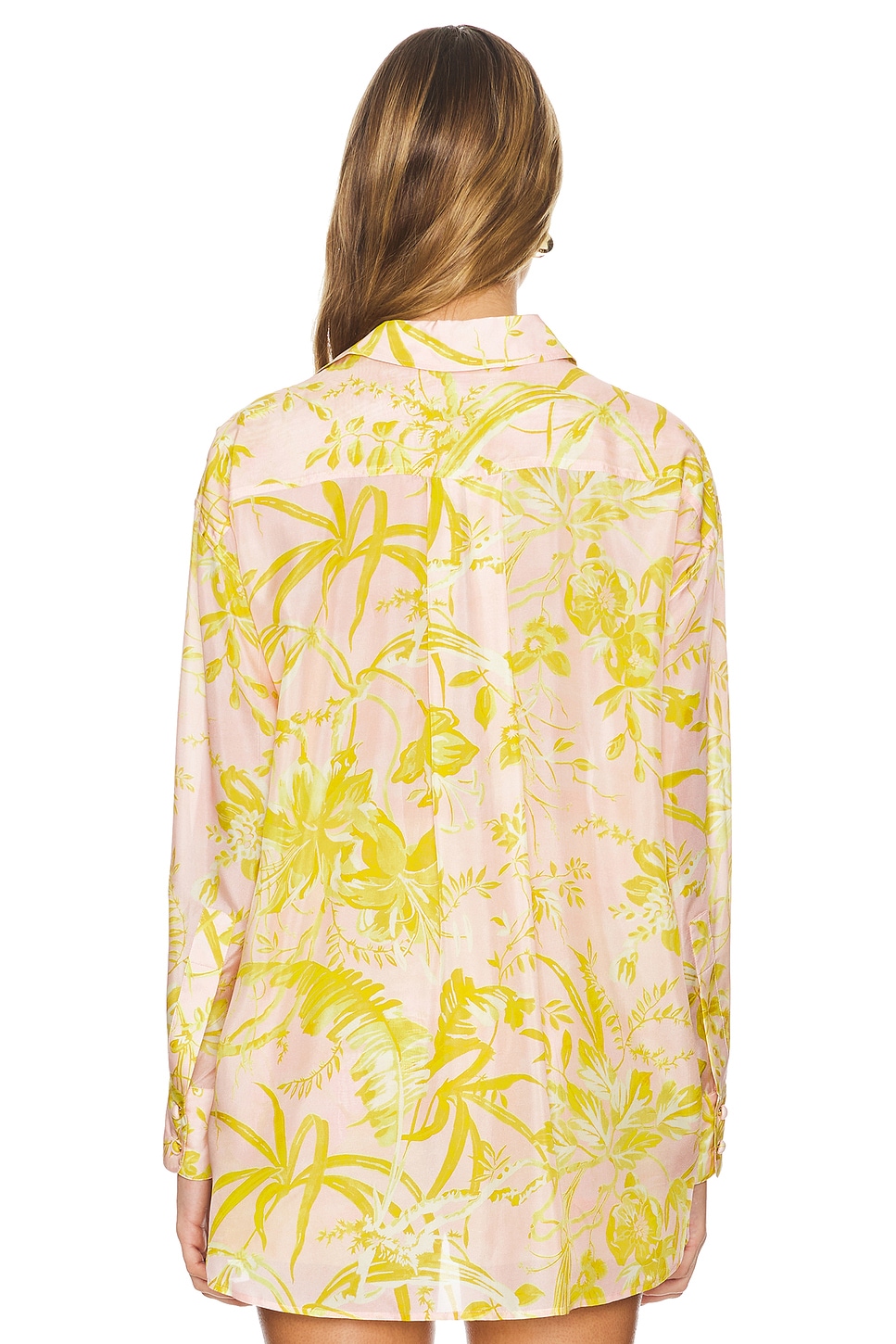 Zimmermann Pop Relaxed Shirt in Pink & Gold Floral | REVOLVE