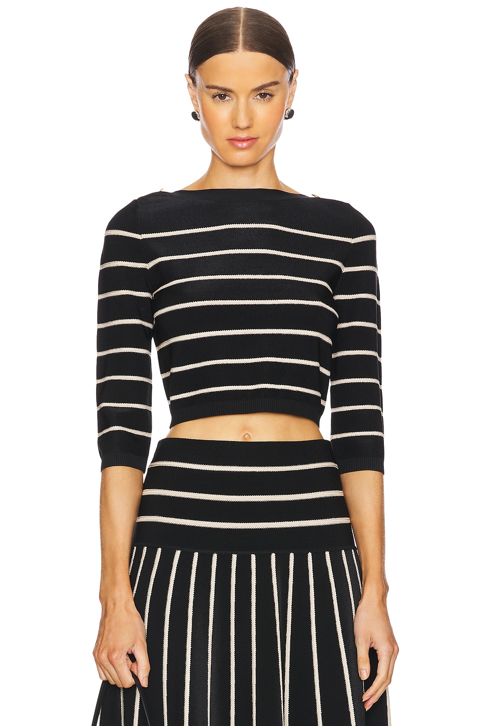 Zimmermann Crush Stripe Cropped Top in Black & Cream | REVOLVE