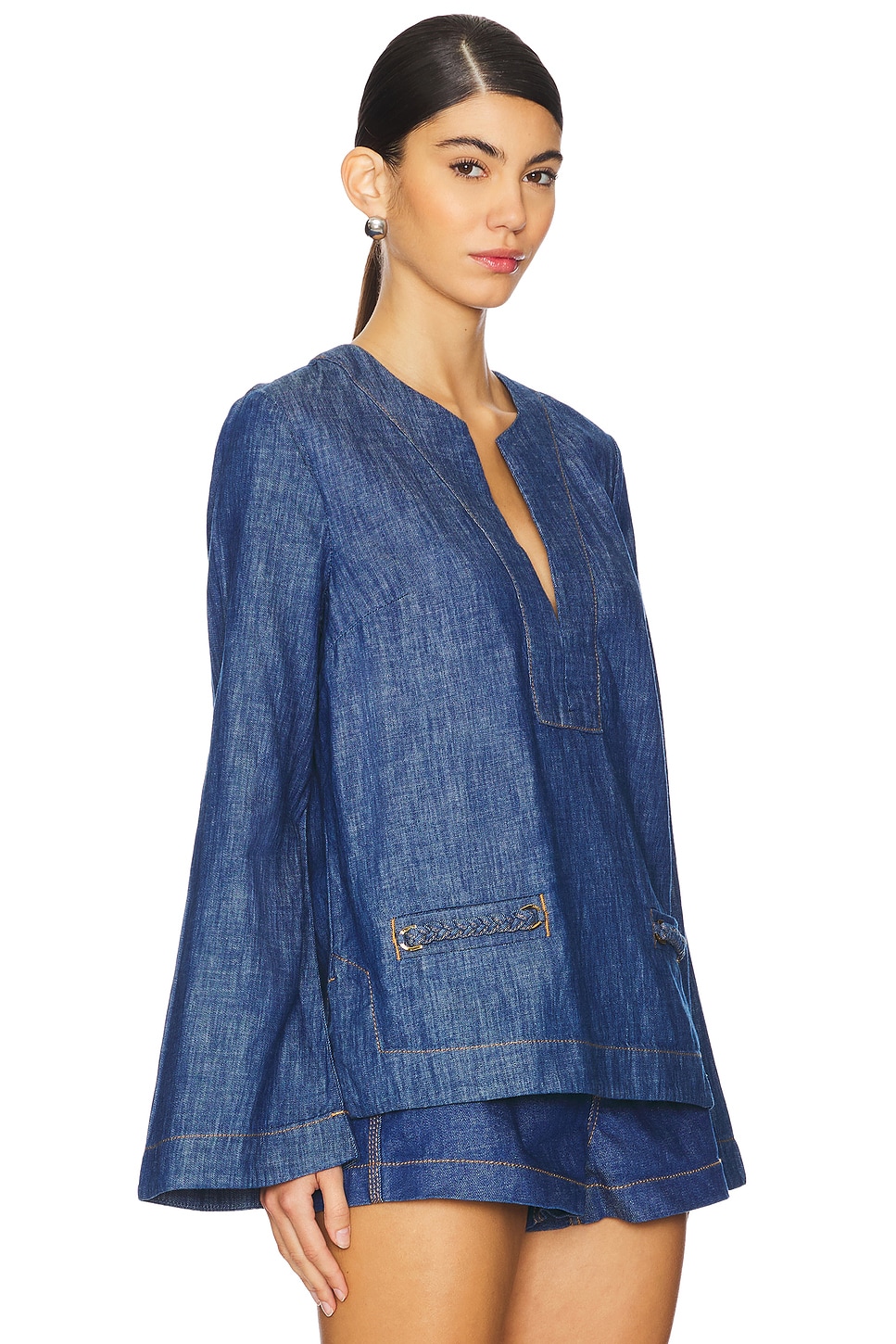 Zimmermann Wylie Denim Tunic Top in Railway Blue | REVOLVE