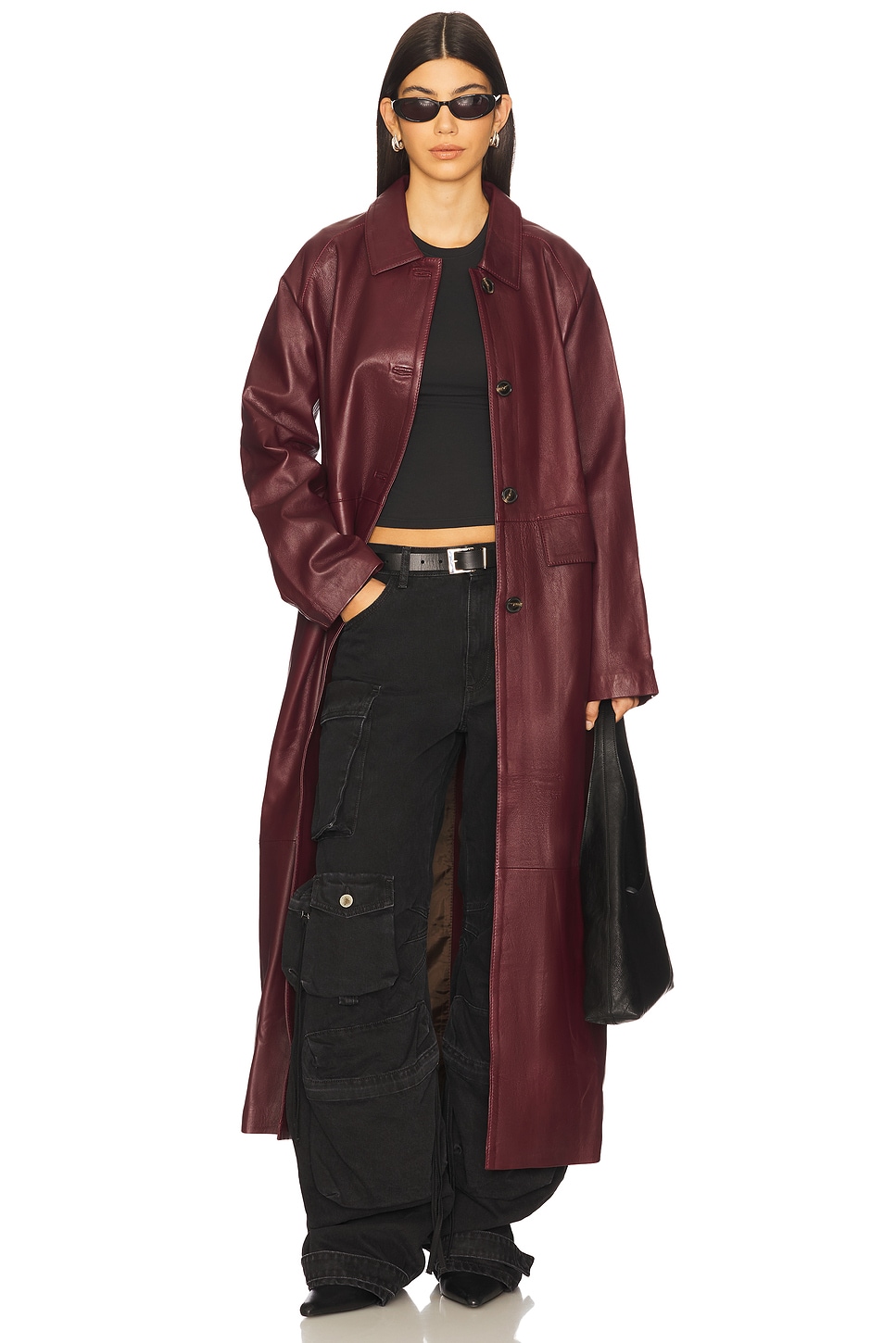 ZUT Palermo Leather Coat in Burgundy | REVOLVE